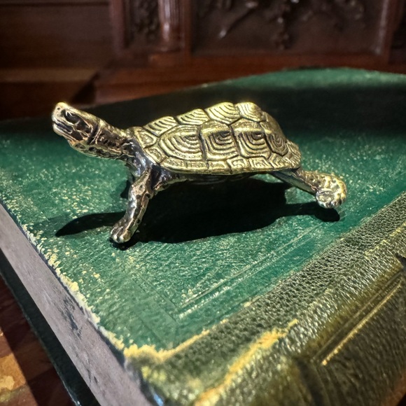 Accents | Solid Brass Box Turtle Vintagestyle Sculpture Desk Decor ...